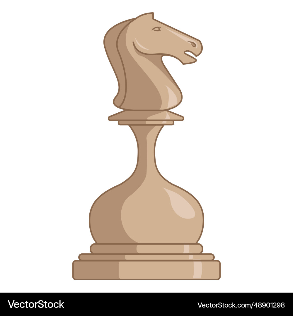 Knight chess piece white color stroke Royalty Free Vector