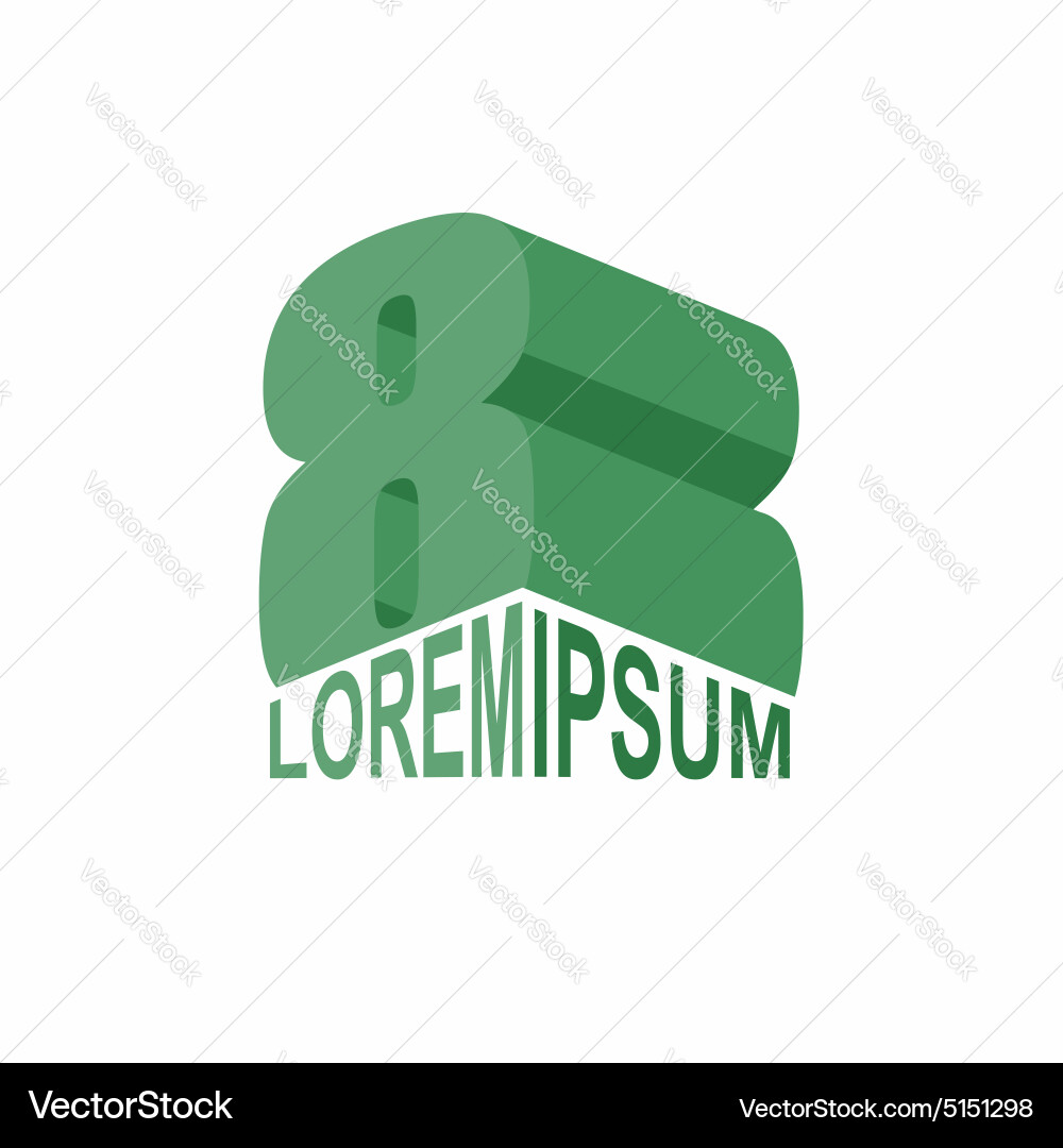 Logo 8 green number eight 3d design template Vector Image