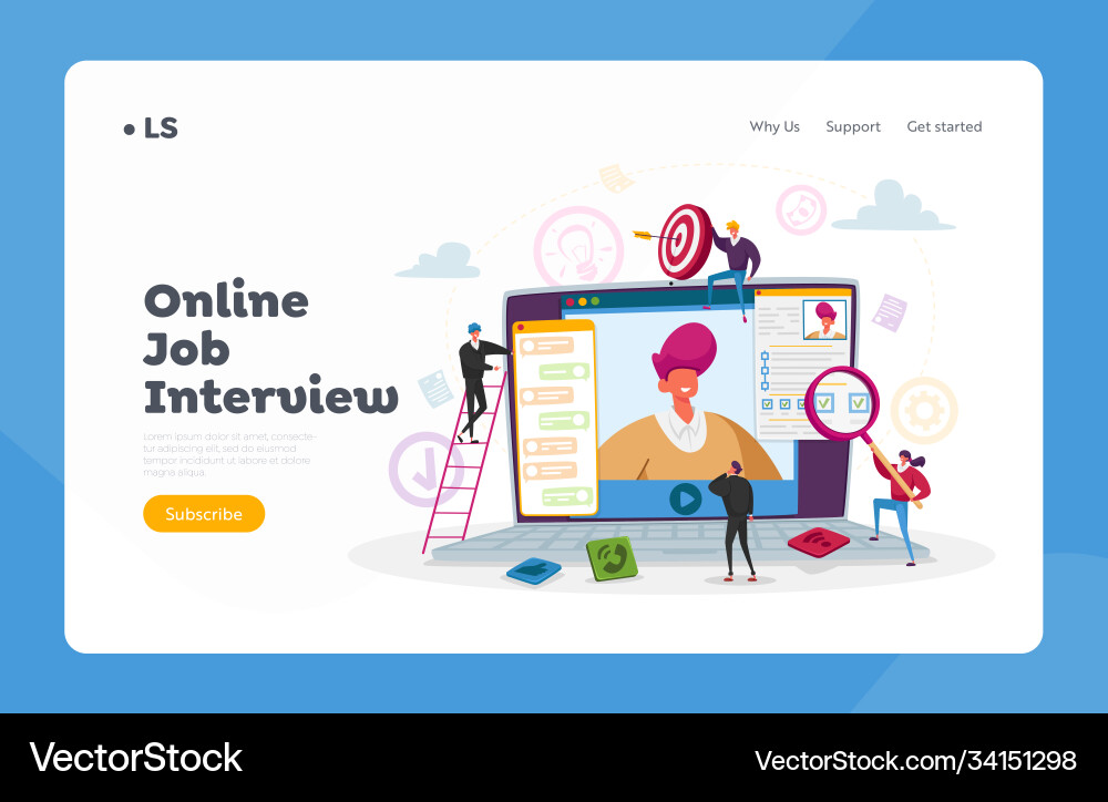 Online job interview landing page template Vector Image