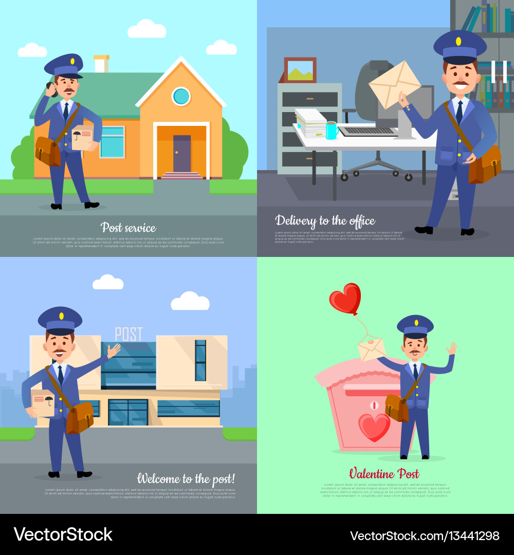 Post service delivery to office welcome Royalty Free Vector