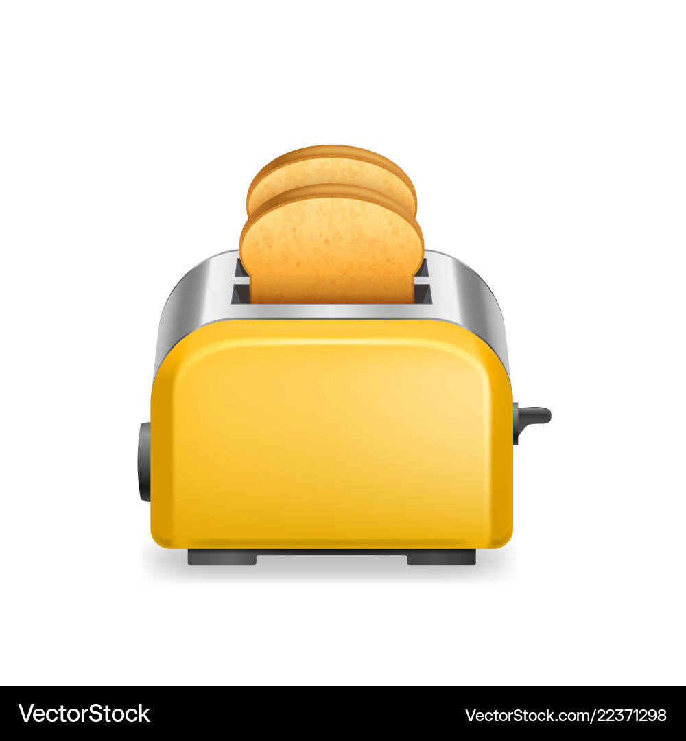 Realistic detailed 3d glossy toaster with bread Vector Image