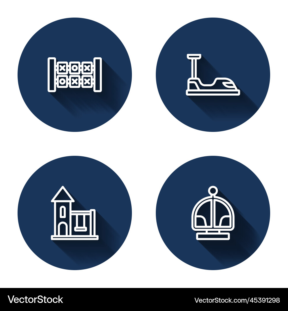 Set line education logic game bumper car swing Vector Image