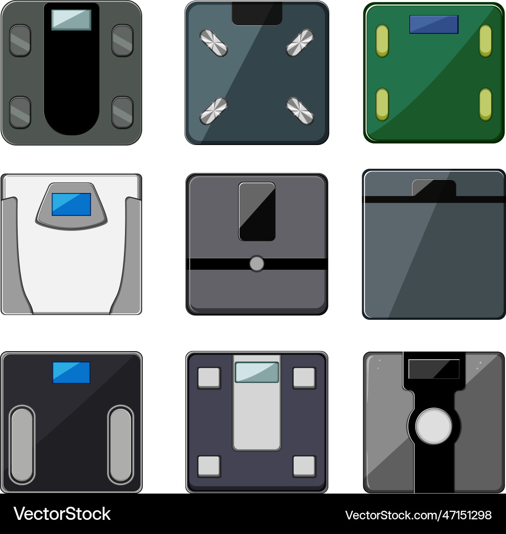 Smart weights set cartoon Royalty Free Vector Image