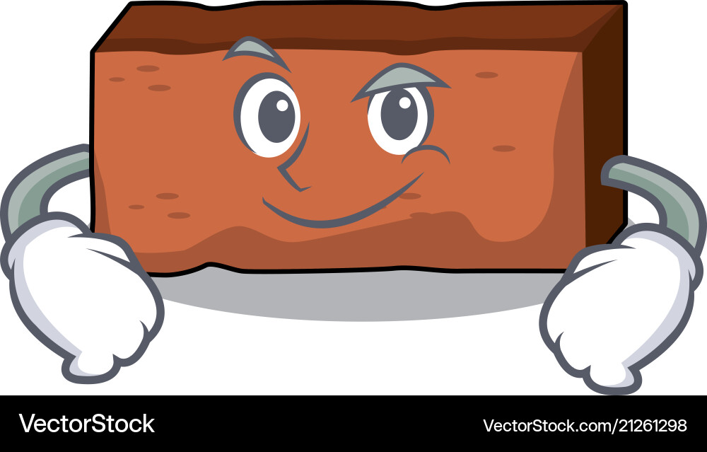 Smirking brick character cartoon style Royalty Free Vector