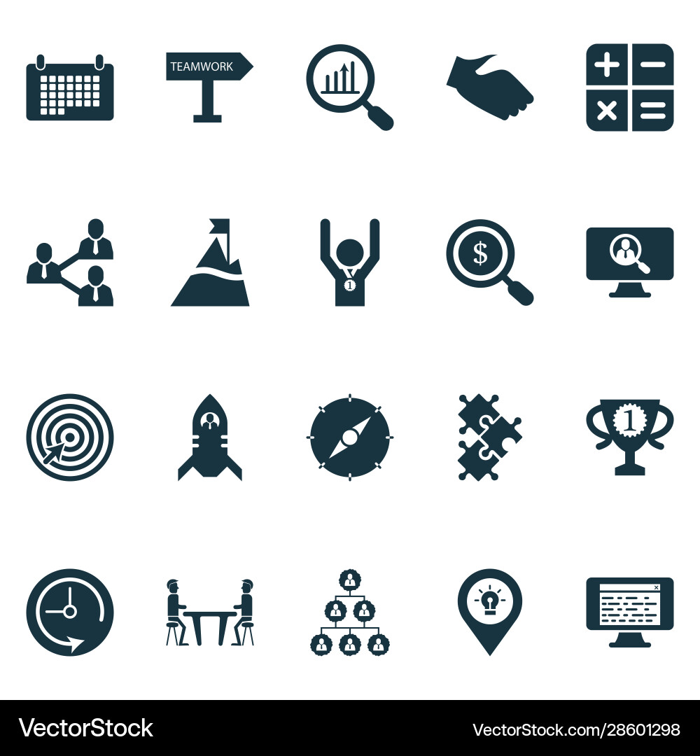 Team icons set with calendar destination Vector Image