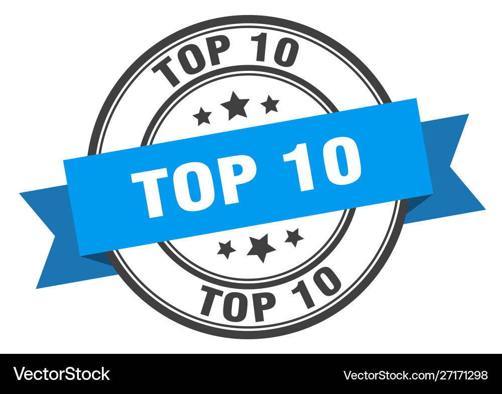 Top 10 label blue band sign Royalty Free Vector Image