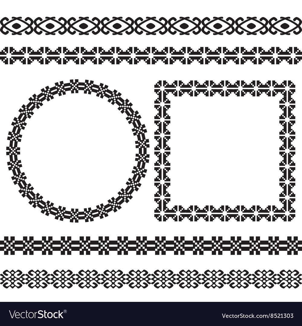 Ethnic borders set Round and square frames Vector Image