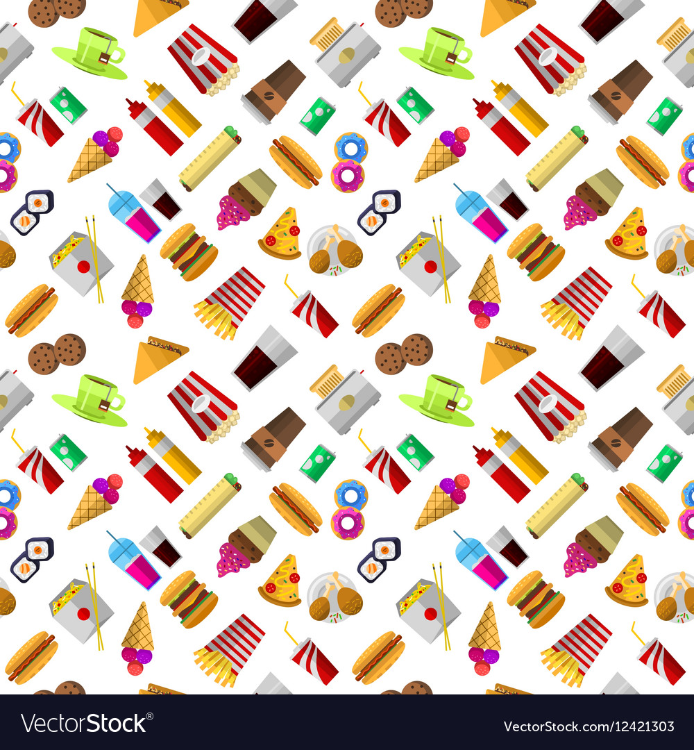 Fast food pattern Royalty Free Vector Image - VectorStock