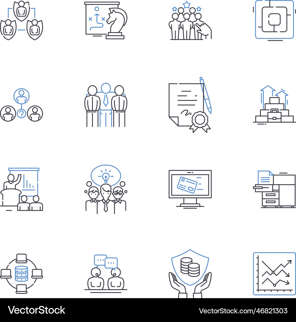 Firm get-together line icons collection gathering Vector Image