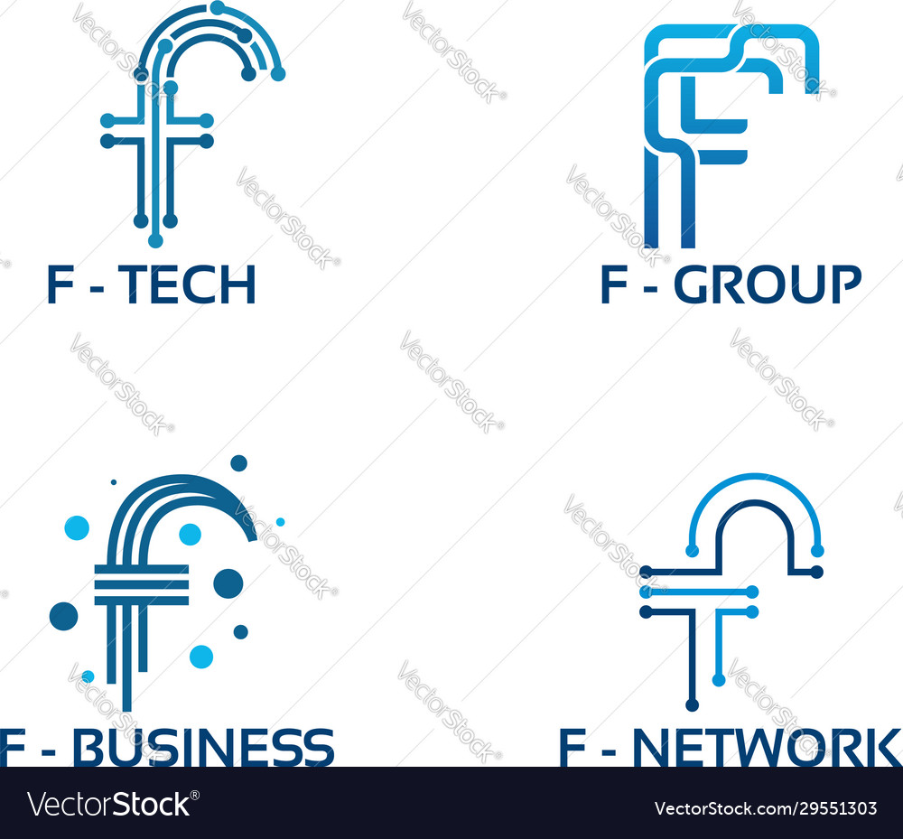 I initial tech logo set cool w wire Royalty Free Vector