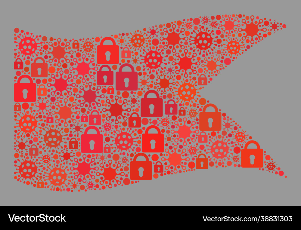 Lockdown waving red guidon flag - mosaic with lock