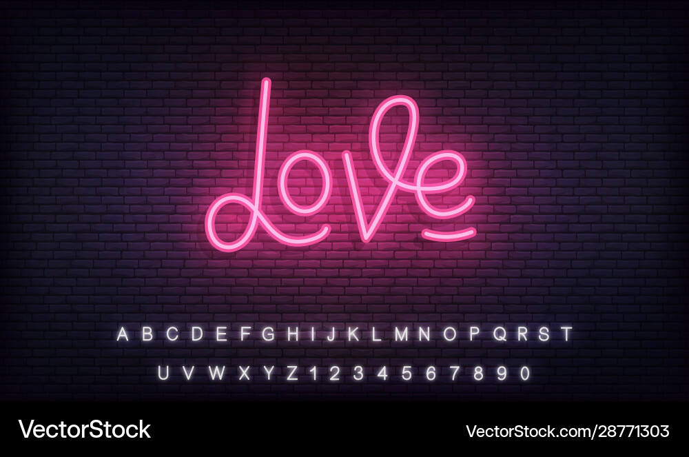 Love neon glowing lettering sign Royalty Free Vector Image