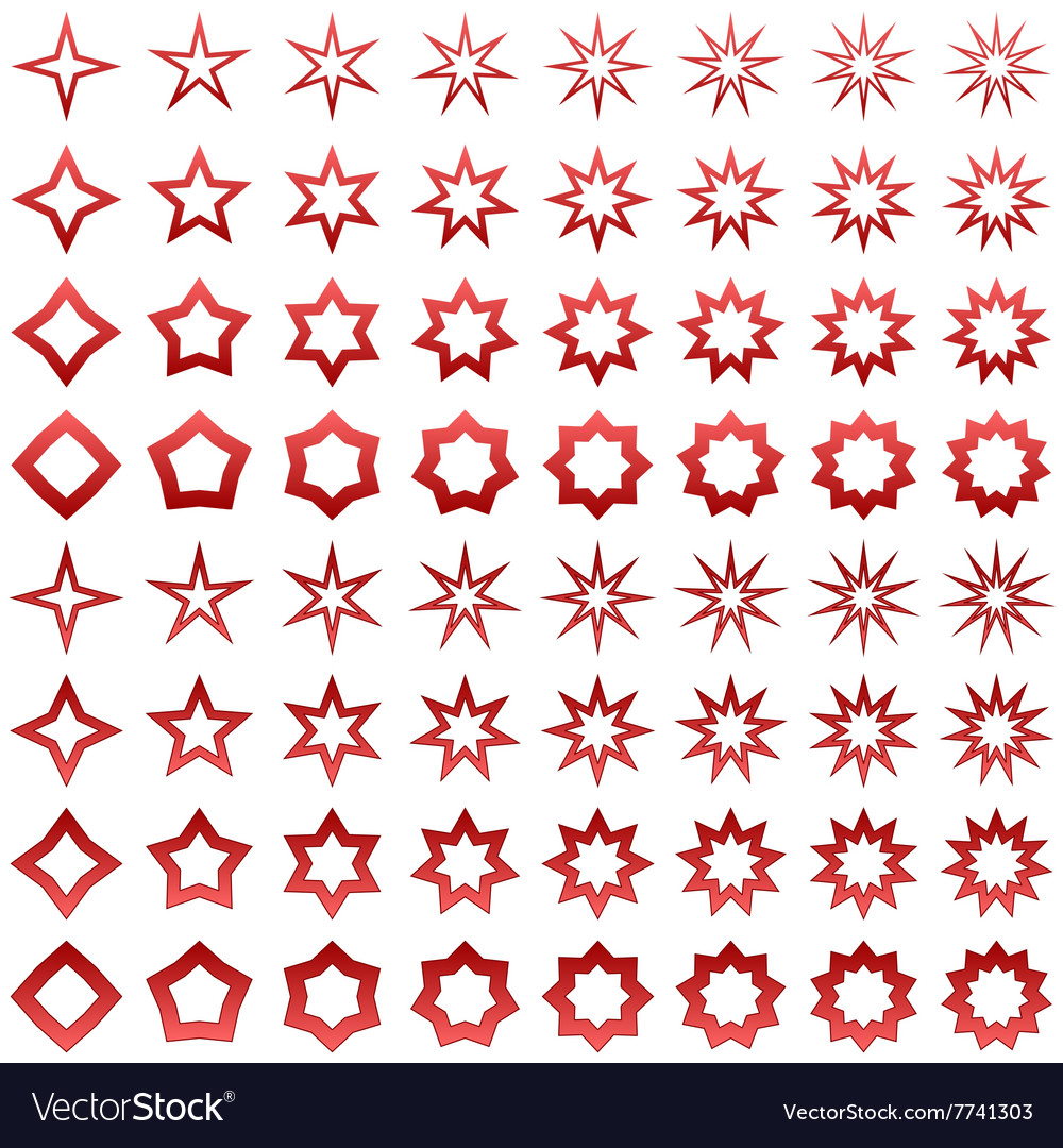 Red star shape set Royalty Free Vector Image - VectorStock