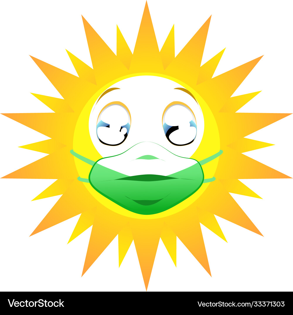 Sun is wearing medical mask Royalty Free Vector Image