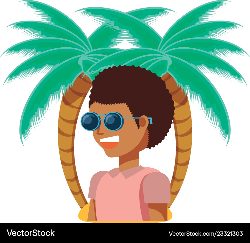 Tourist Man With Beach Palms Royalty Free Vector Image