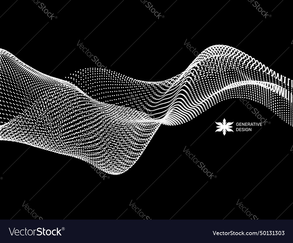 Wave background with dots network design Vector Image