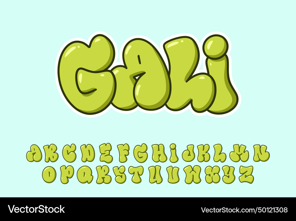 Alphabet fat graffiti font typeset cartoon vec Vector Image