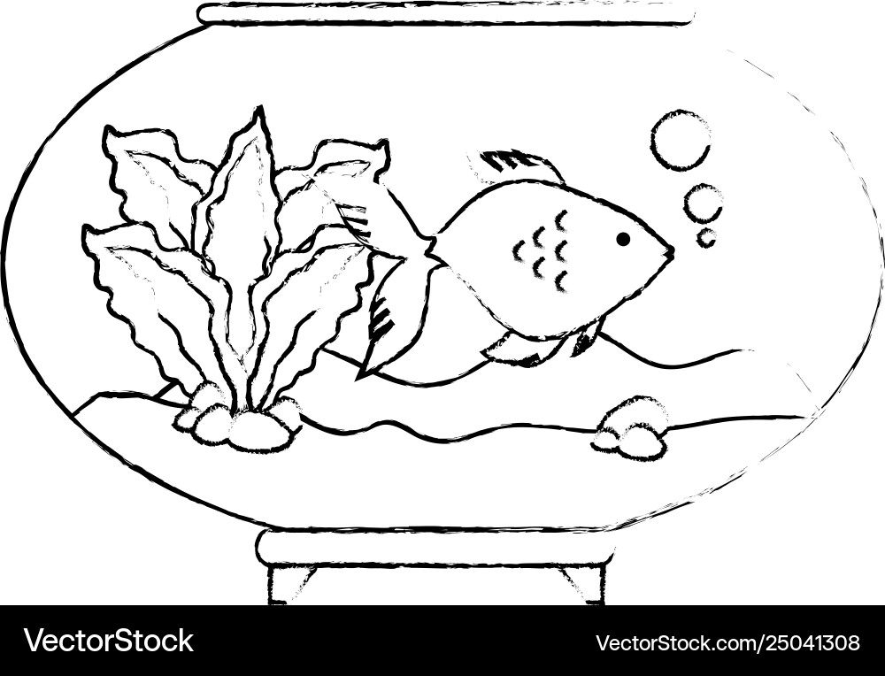 Aquarium bowl with colors fish Royalty Free Vector Image