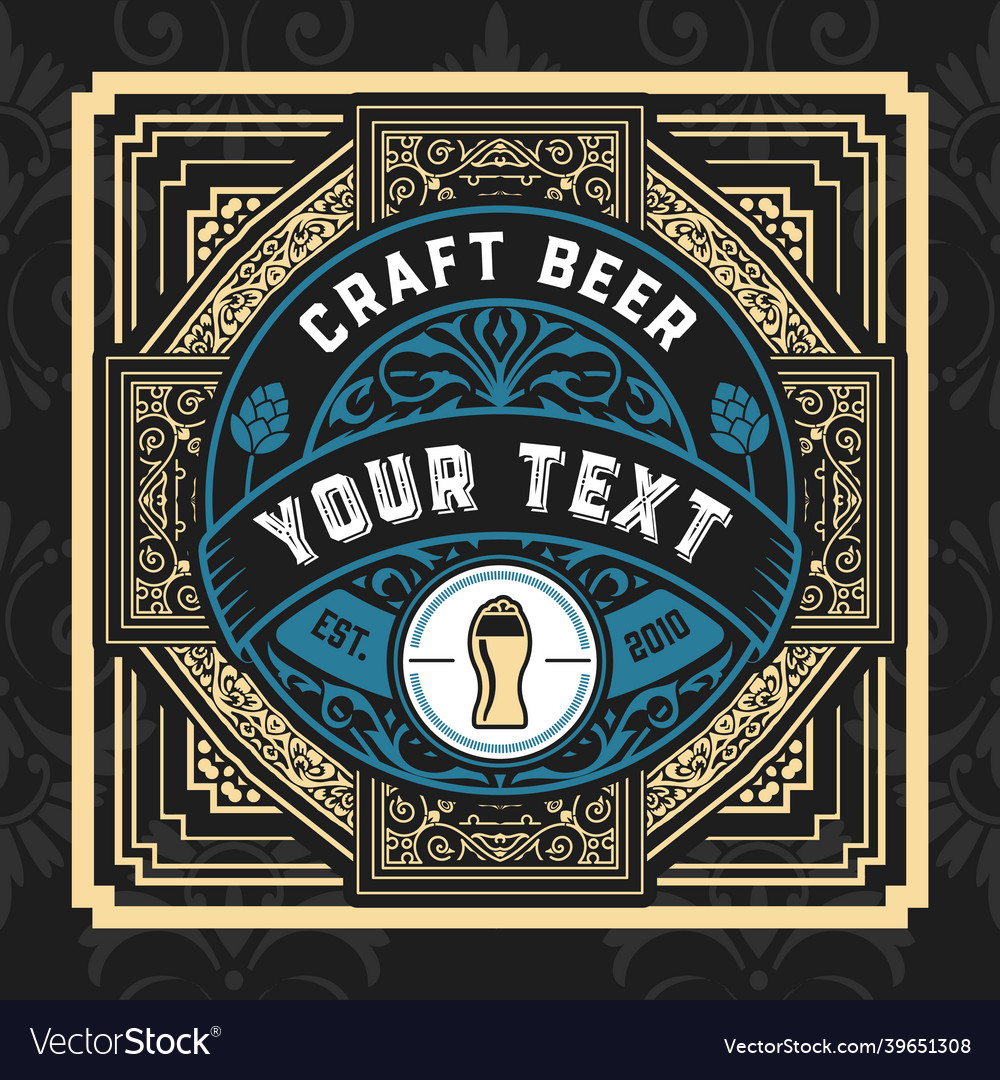 Beer label with old frames Royalty Free Vector Image