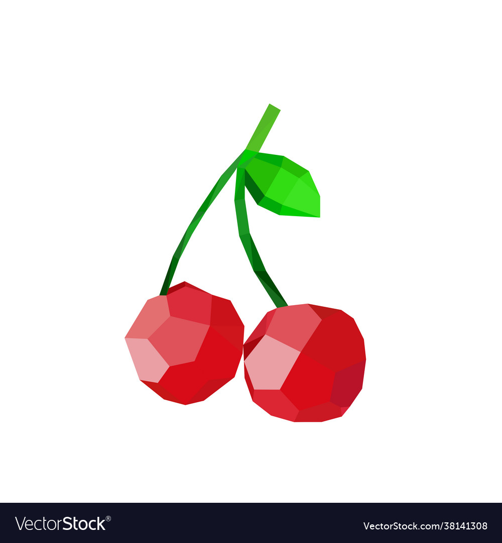 Cherry polygon art Royalty Free Vector Image - VectorStock