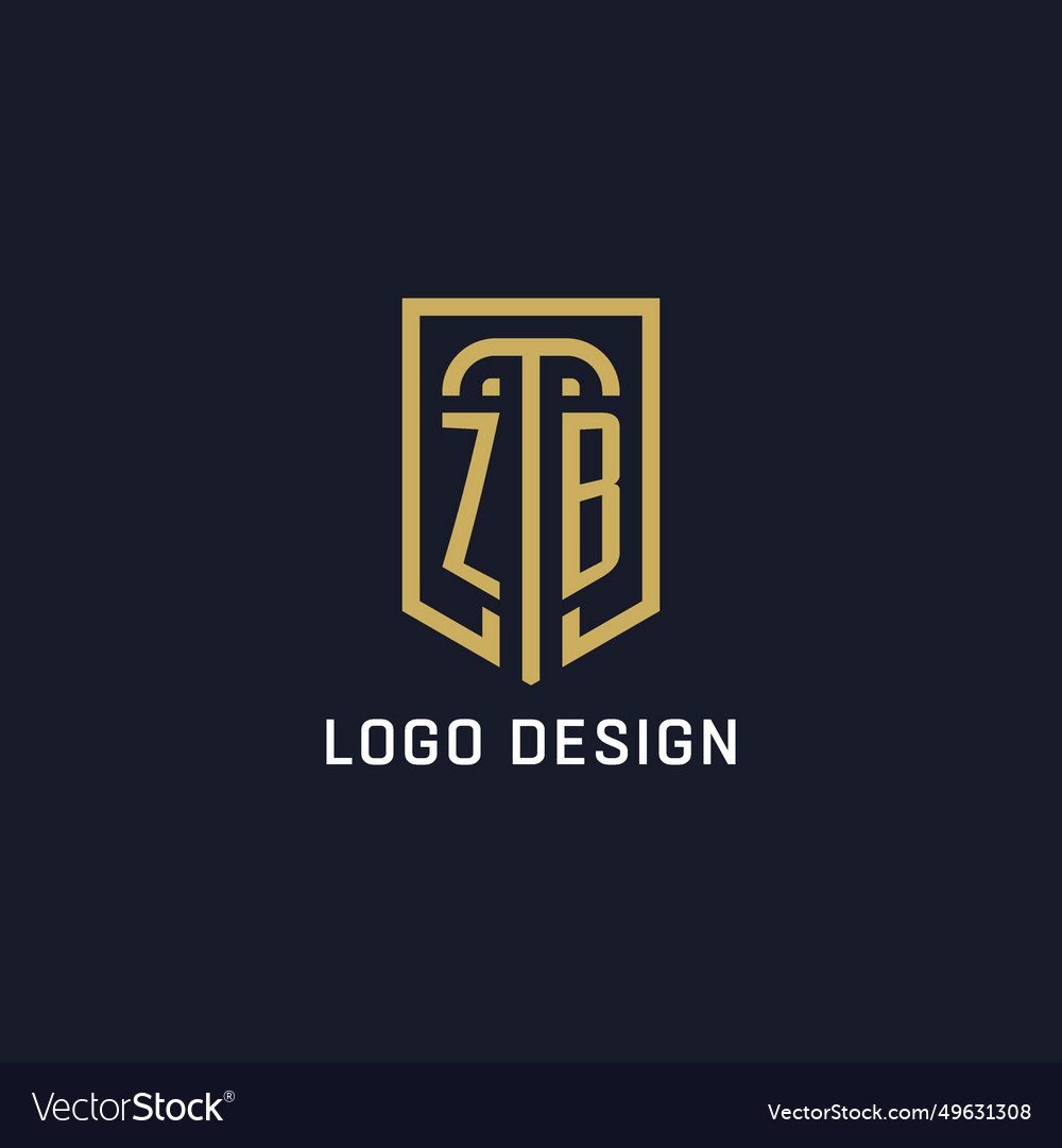 Initial zb shield logo luxury style creative Vector Image