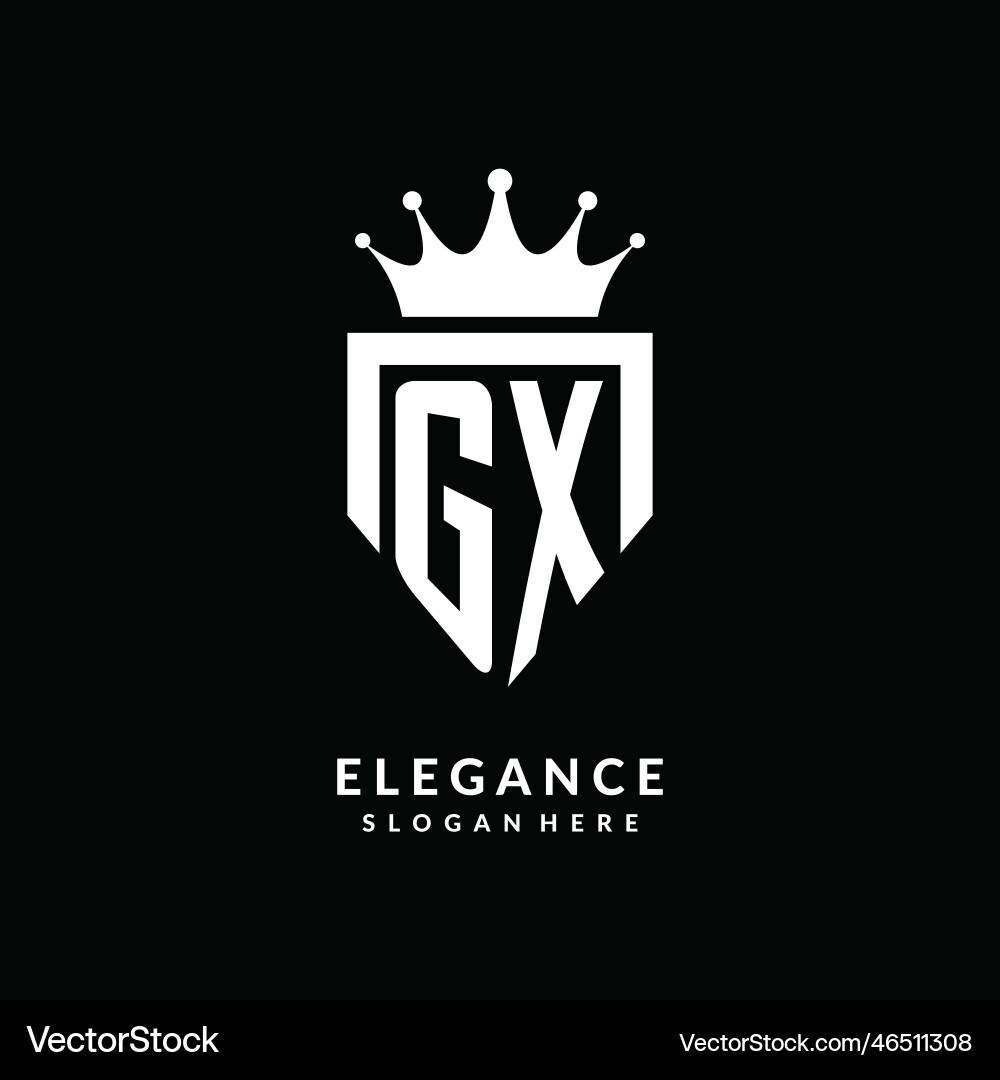 Letter gx logo monogram emblem style with crown Vector Image