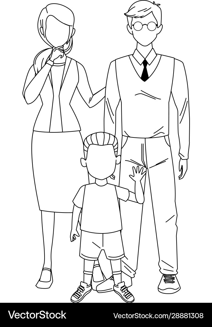 Mother father and son standing icon flat design Vector Image