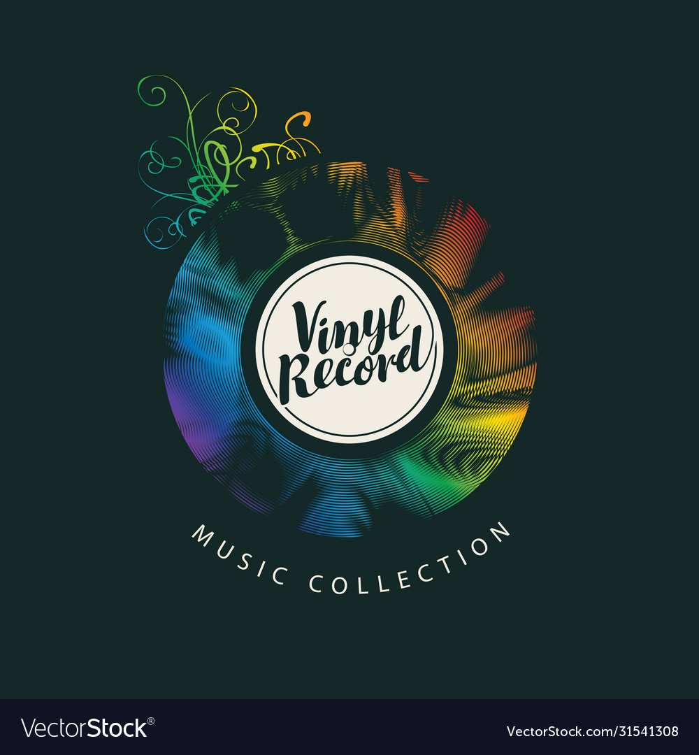 music-poster-with-vibrant-multicolor-vinyl-record-vector-image