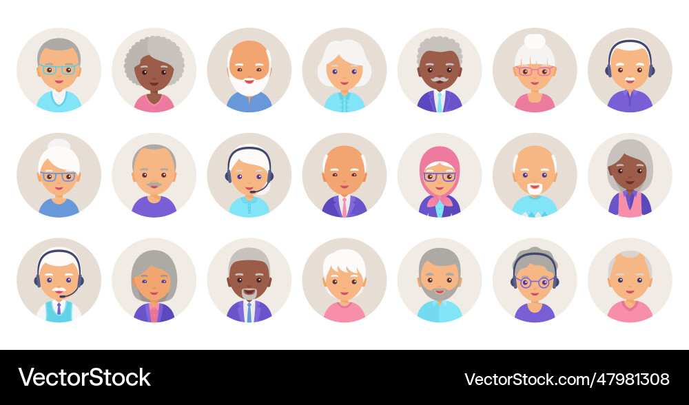 Old people avatar person flat icon elderly Vector Image