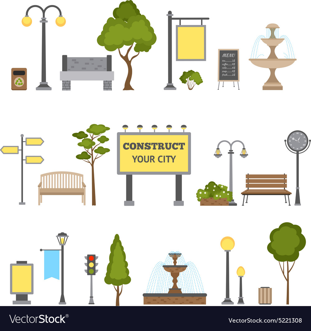 Outdoor object set Royalty Free Vector Image - VectorStock