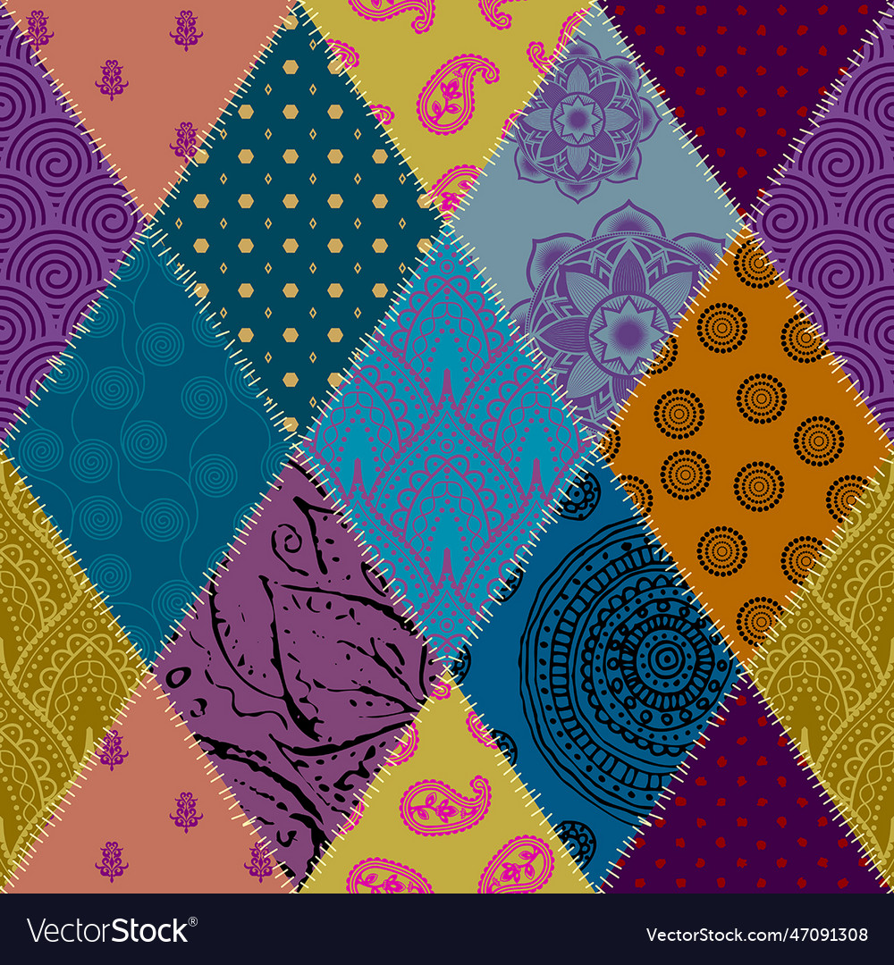 Patchwork textile pattern seamless quilting Vector Image