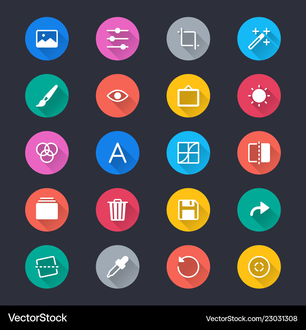 Photography simple color icons Royalty Free Vector Image