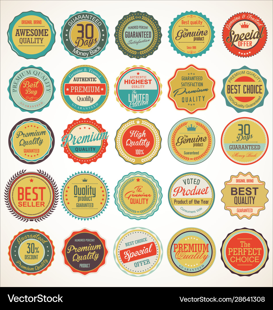 Premium quality retro vintage labels collection Vector Image