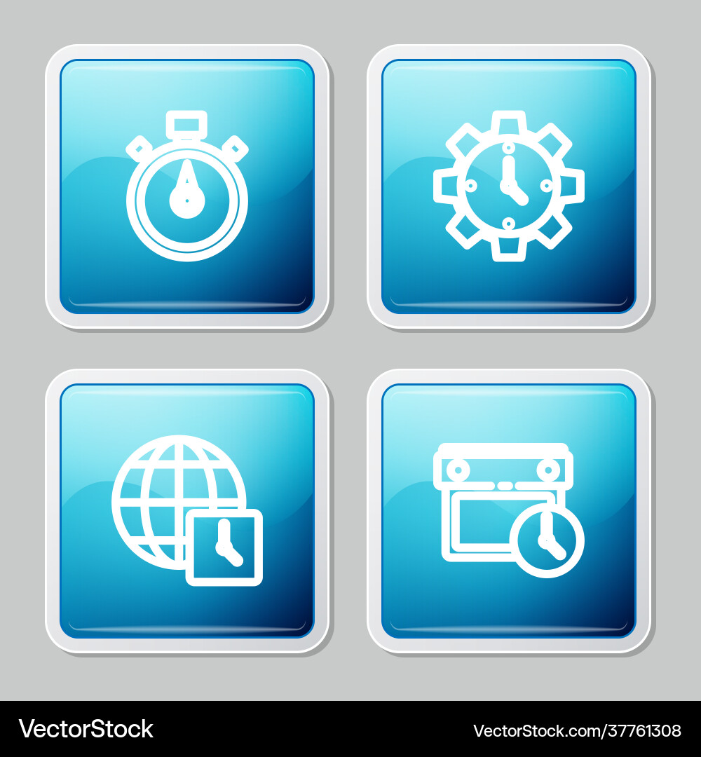 Set line stopwatch time management world time Vector Image