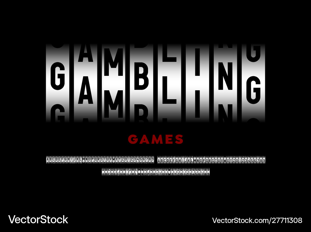 Slot machine style modern font gambling game Vector Image
