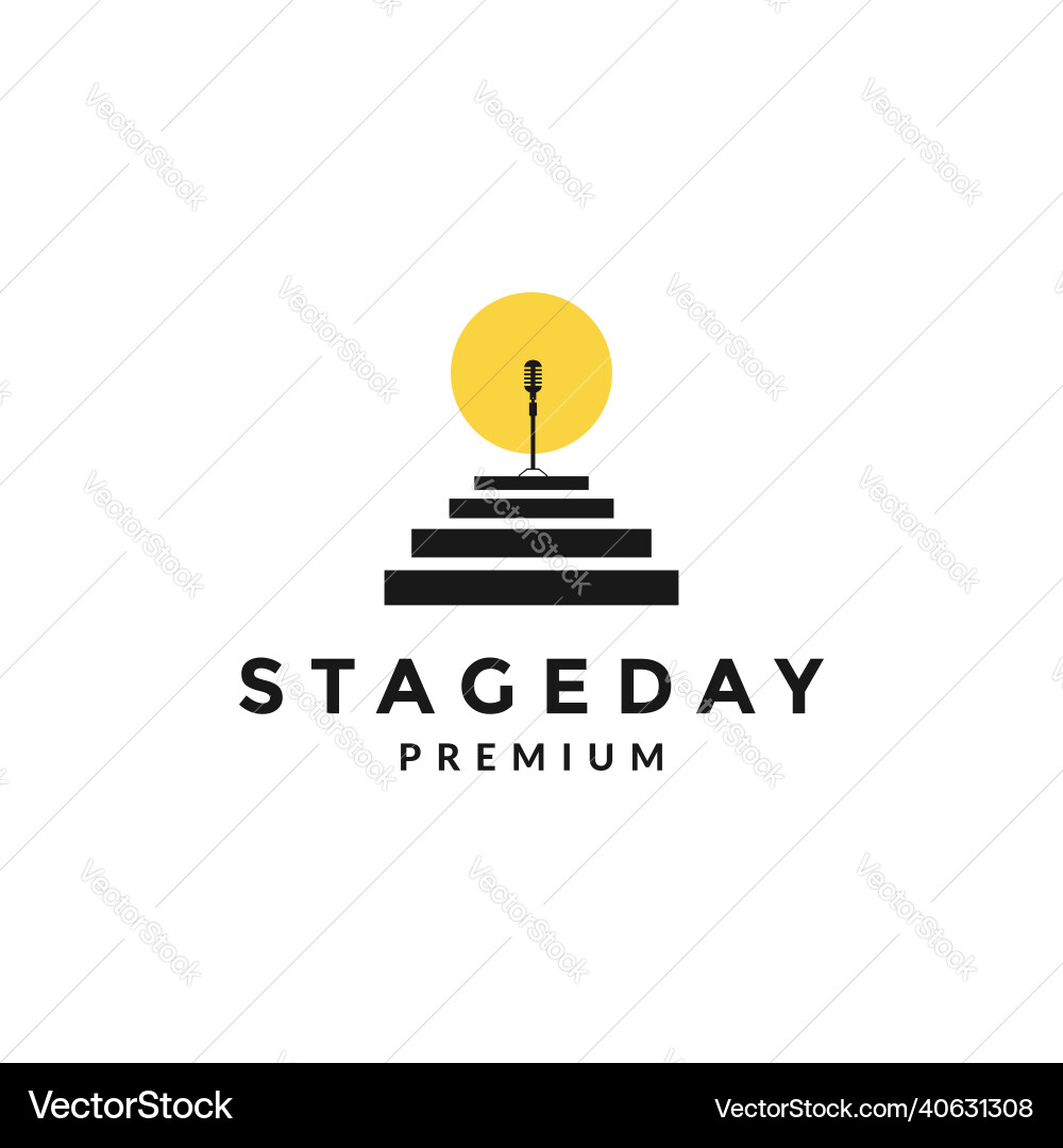 Stairs stage with microphone logo symbol icon Vector Image