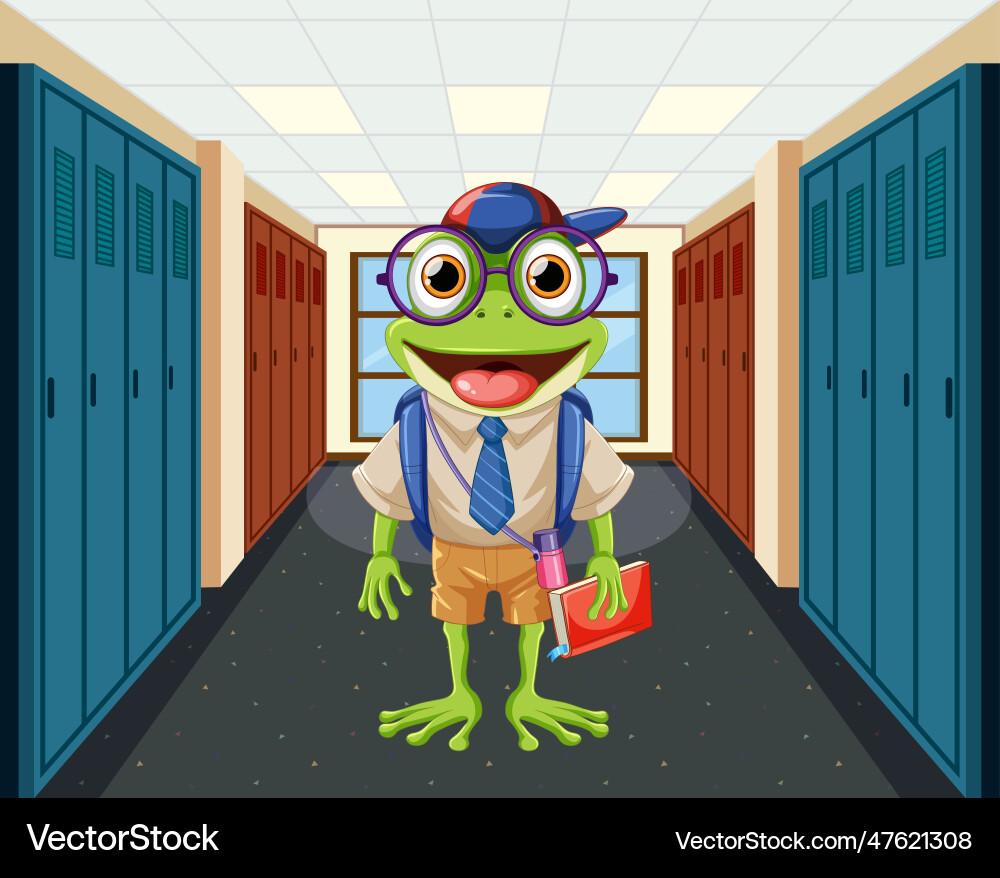 Student frog cartoon character Royalty Free Vector Image