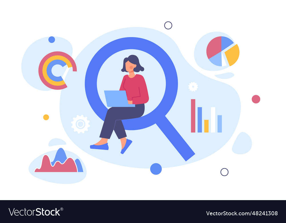 Woman with data analysis concept Royalty Free Vector Image Woman with data analysis concept Royalty Free Vector Image