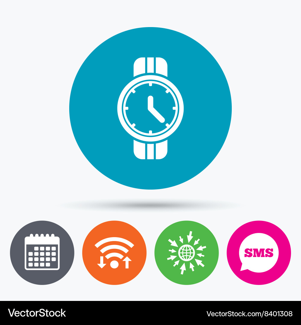 Wrist watch sign icon mechanical clock symbol Vector Image