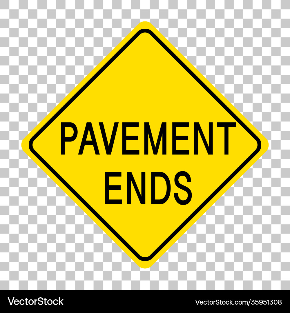 Yellow traffic warning sign on transparent Vector Image