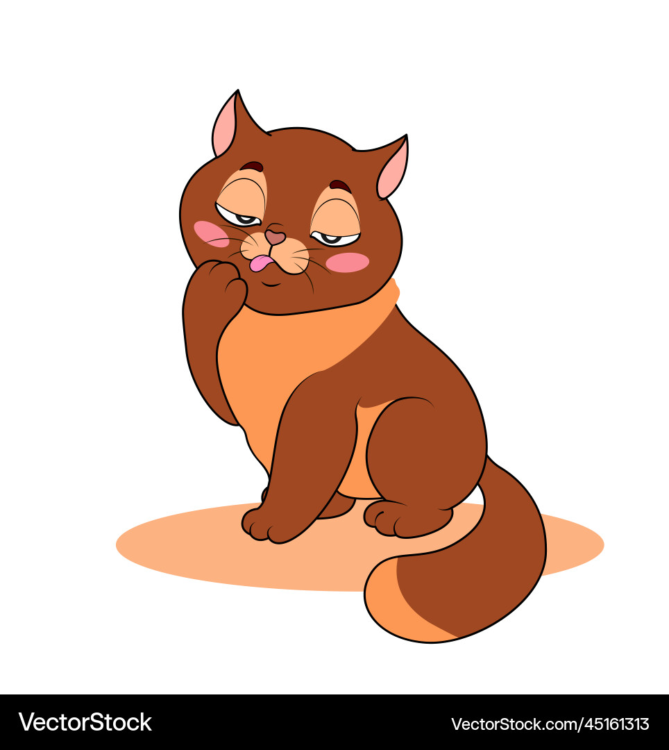 Cute cat washes Royalty Free Vector Image - VectorStock