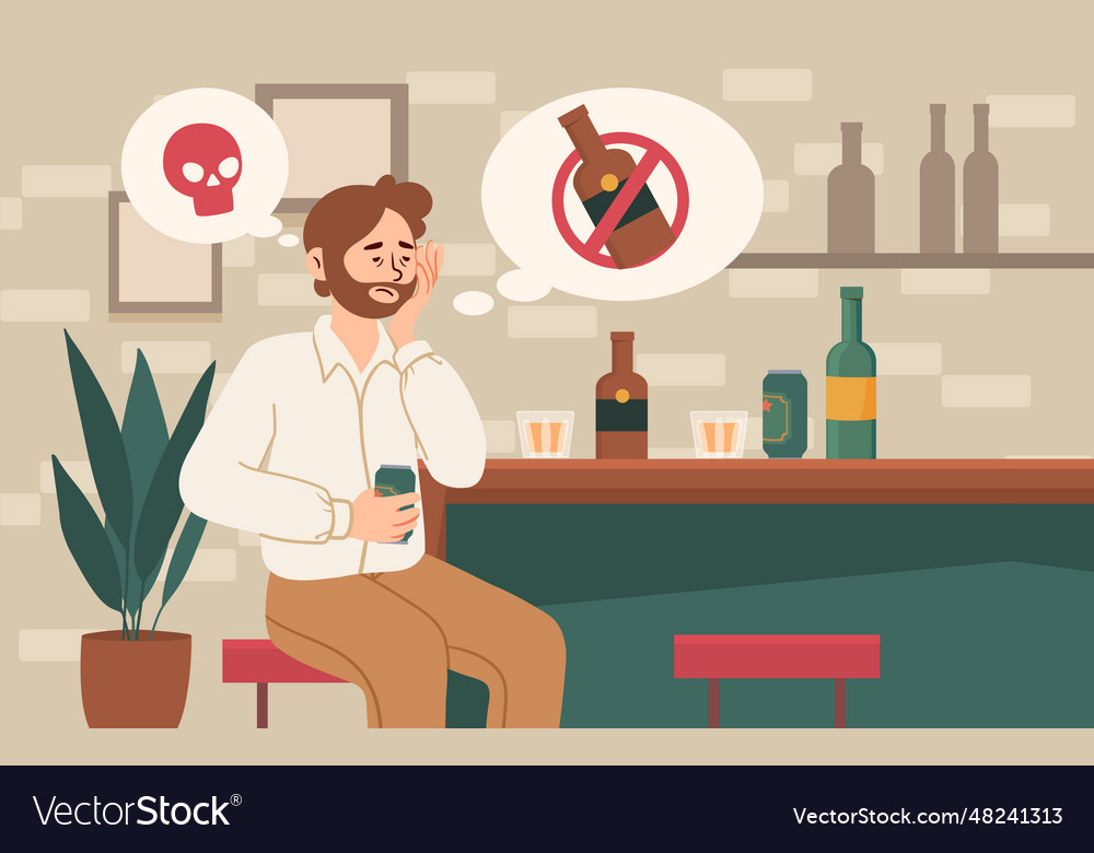 Drunk man at bar concept Royalty Free Vector Image