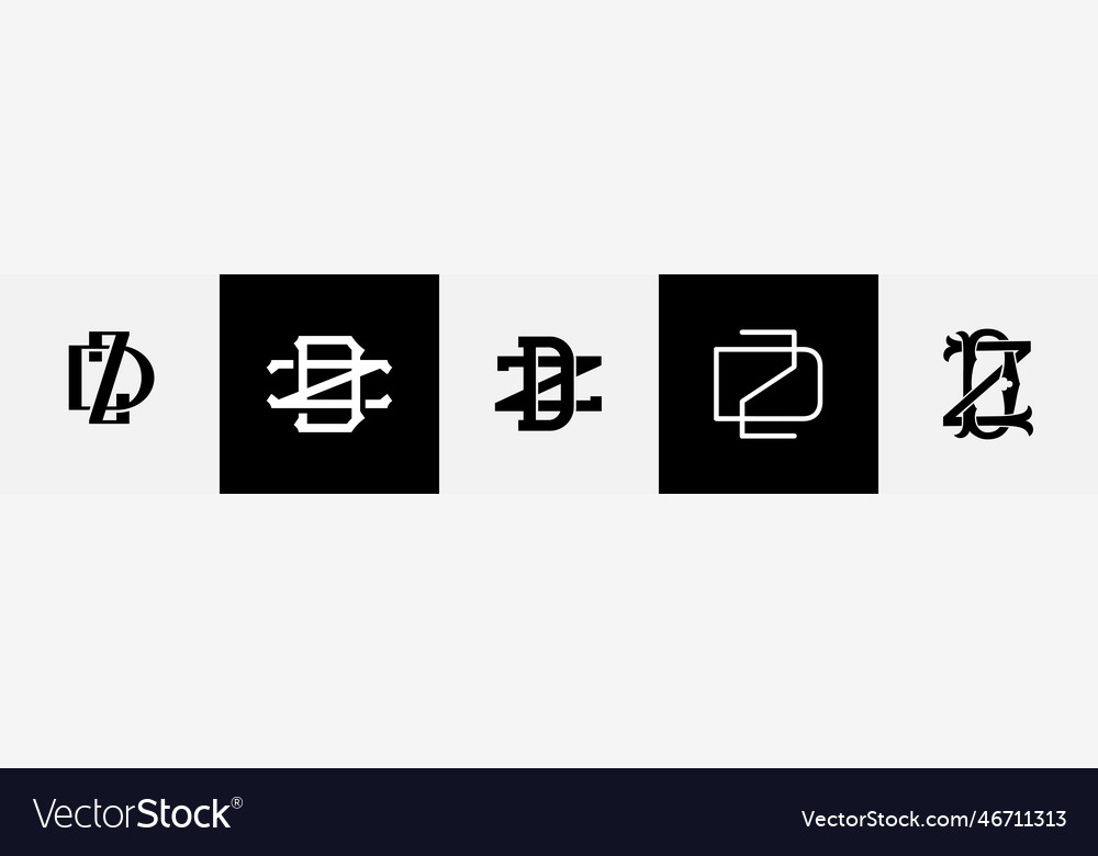 Initial letters dz monogram logo design bundle Vector Image
