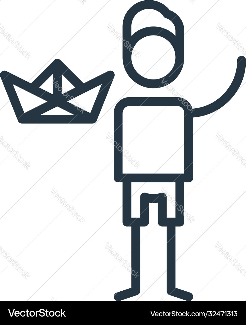 Origami icon isolated on white background outline Vector Image