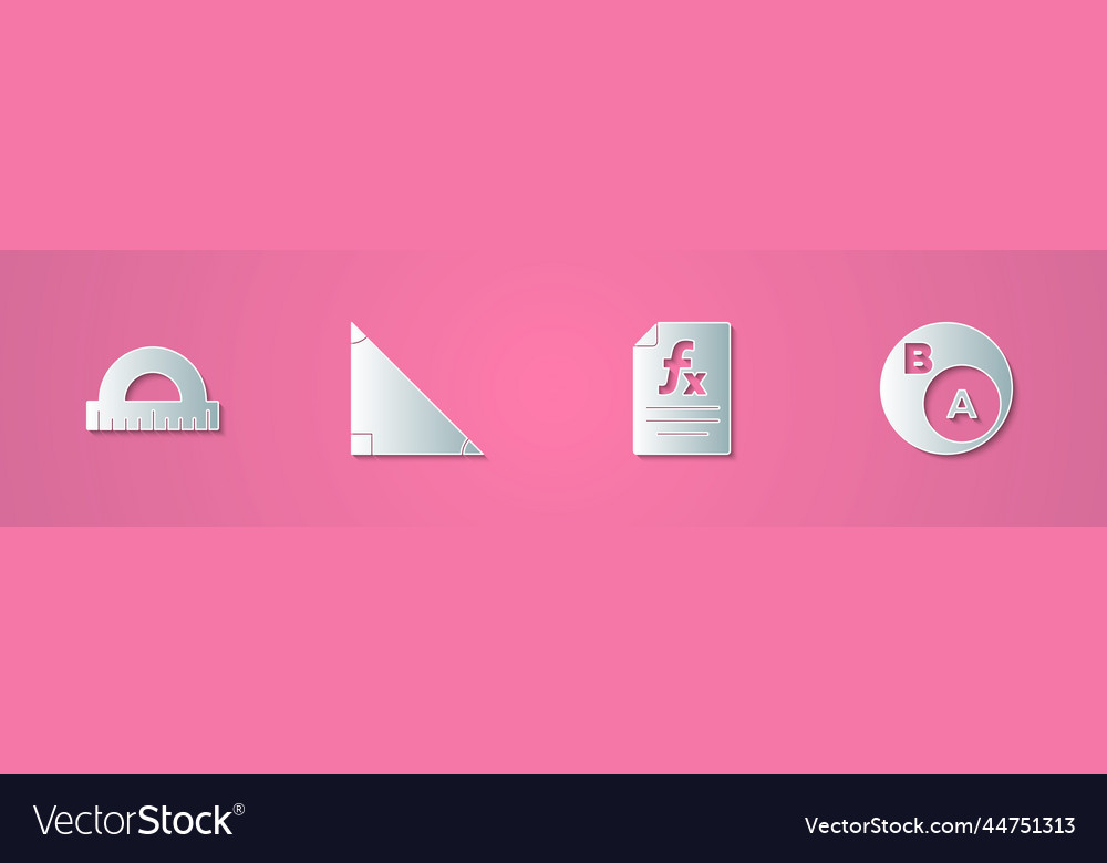 Set Paper Cut Protractor Triangle Math Function Vector Image