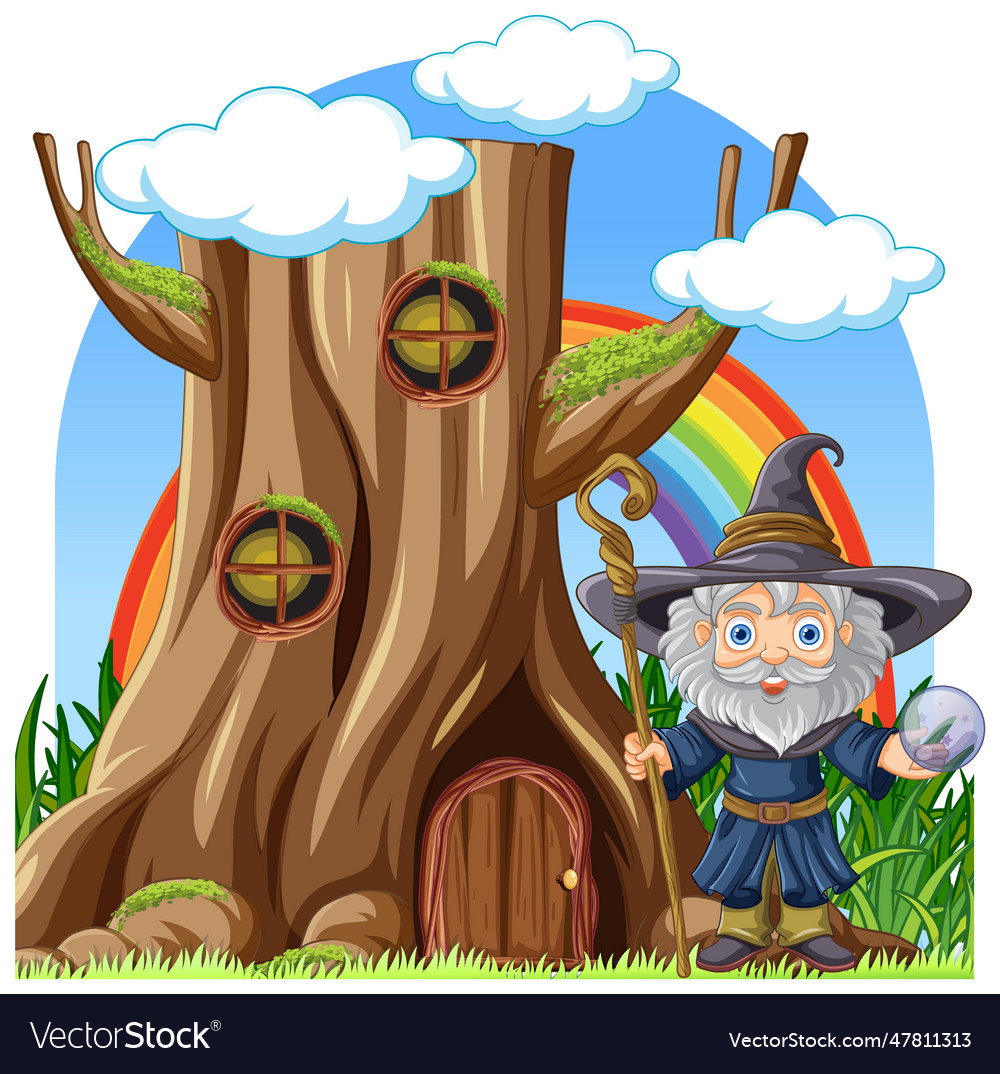Wizard in magic land Royalty Free Vector Image