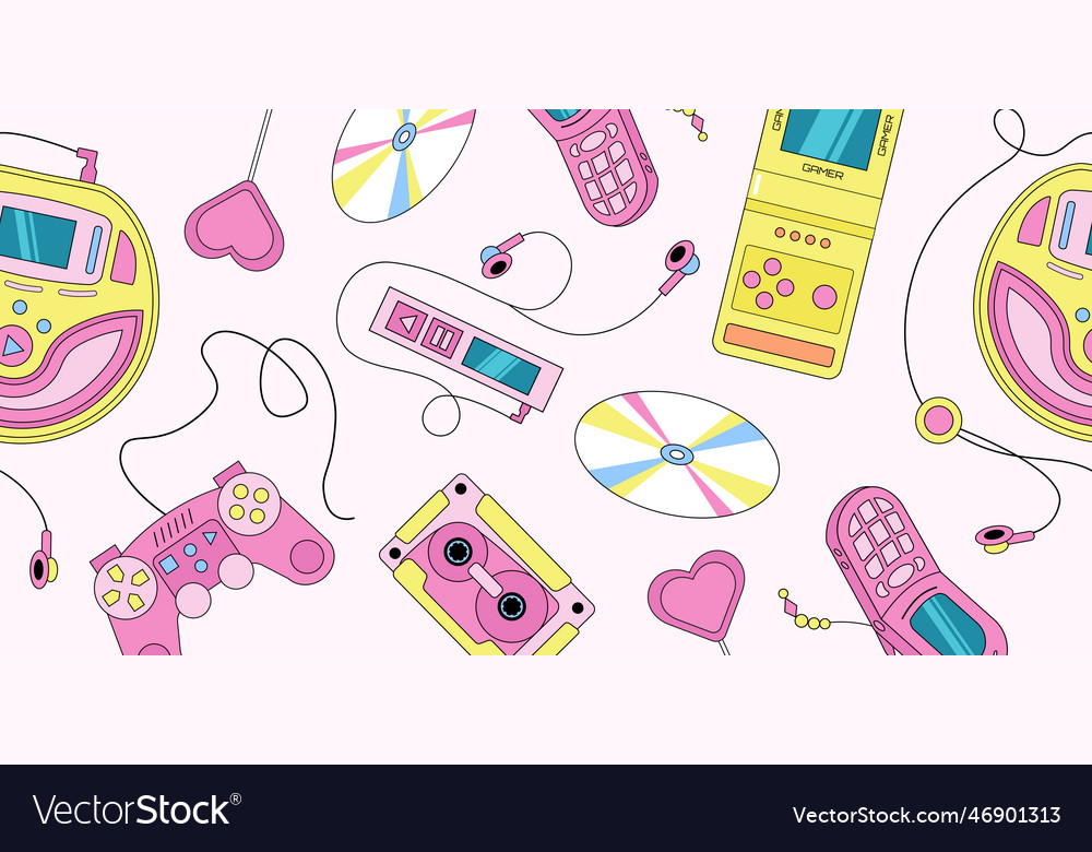 Y2k horizontal seamless pattern Royalty Free Vector Image