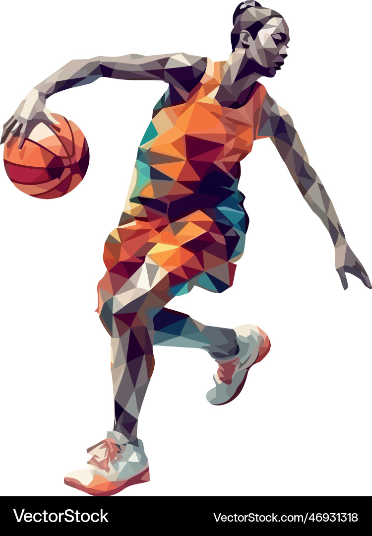 Abstract basketball player with ball Royalty Free Vector