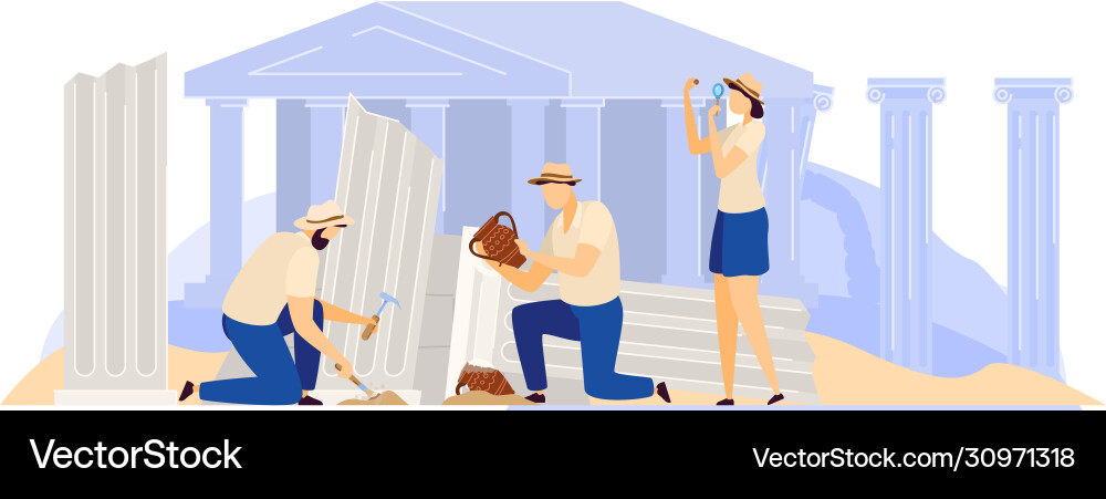Archaeological excavations in antique ruins Vector Image