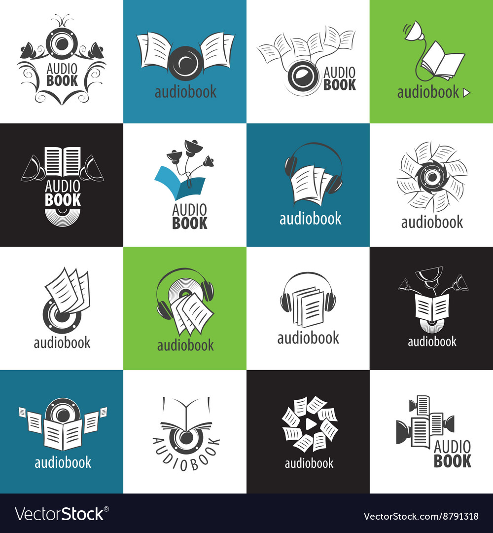 Audiobook logo template Royalty Free Vector Image